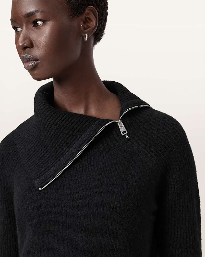 Jax 2-in-1 Roll Neck Maxi Dress Black | ALLSAINTS